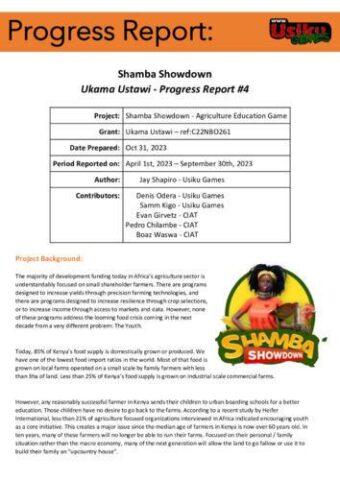 Shamba showdown ukama ustawi progress report - CGIAR