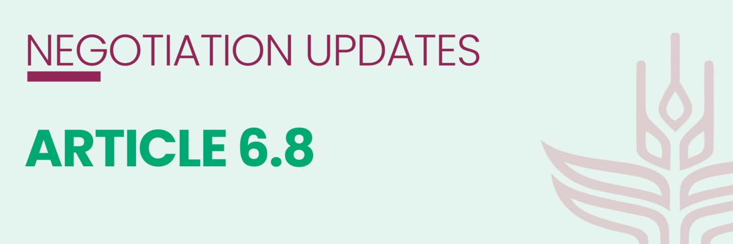 Article 6.8 - COP29 Negotiation Updates - CGIAR