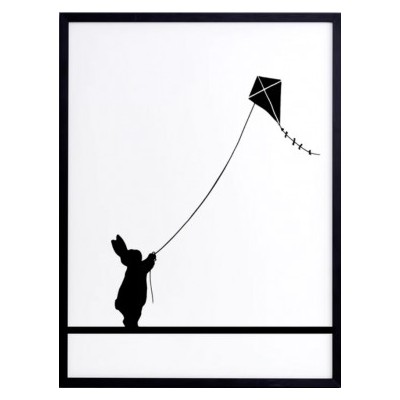 Kite Flying Rabbit Print with Aluminium Frame | HAM | CHANINTR