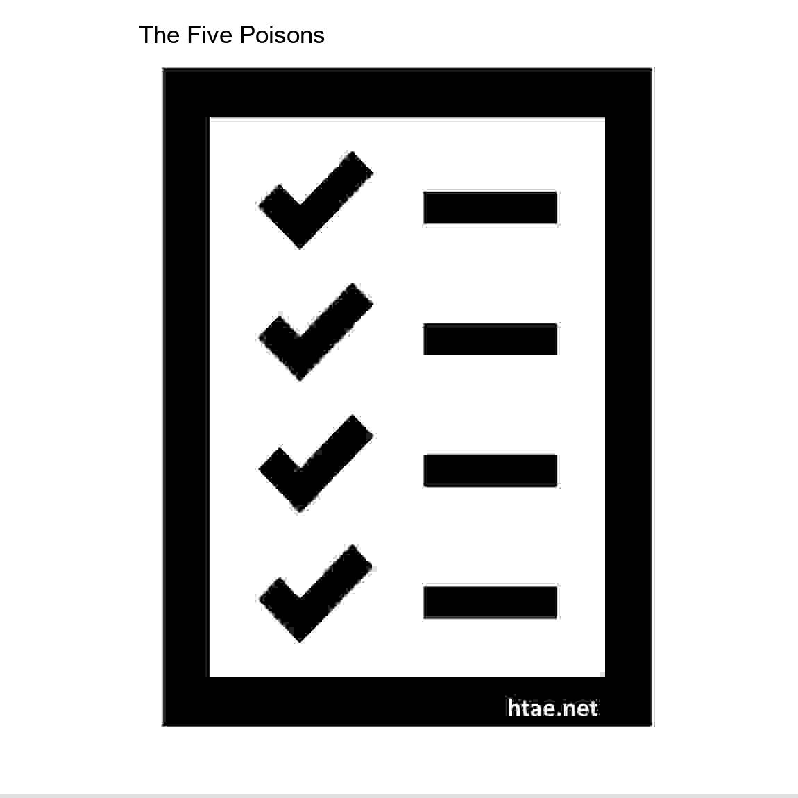 The Five Poisons - List