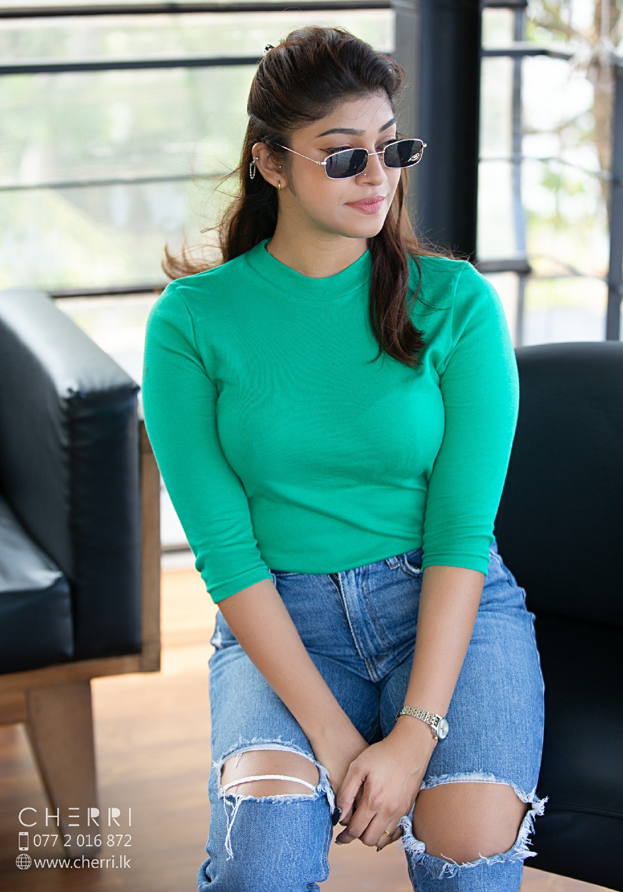 Half sleeve sleeve rib top - mint| Cherri