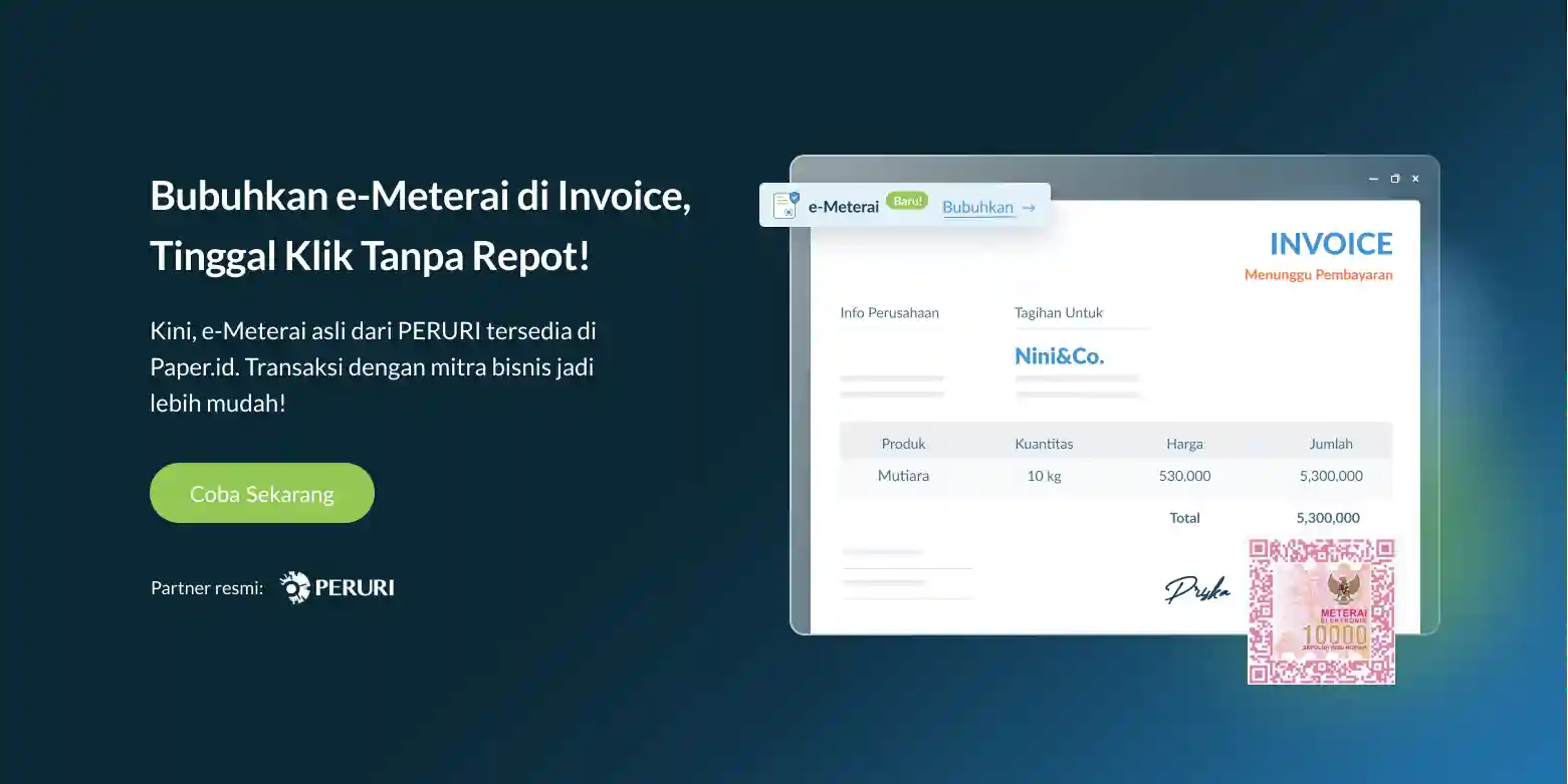 e-Meterai: Beli & Bubuhkan Meterai Digital di Invoice Mudah!