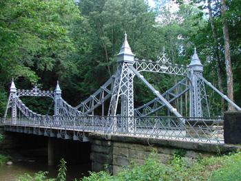 Mill Creek Park Suspension Bridge. - Clio