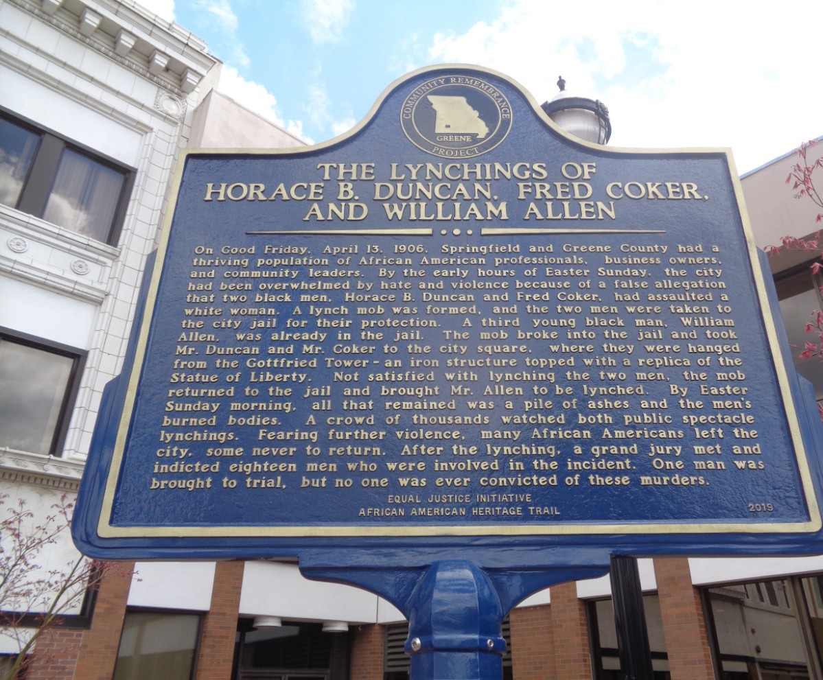 Historical Marker: Lynching of Horace B. Duncan, Fred Coker and William ...