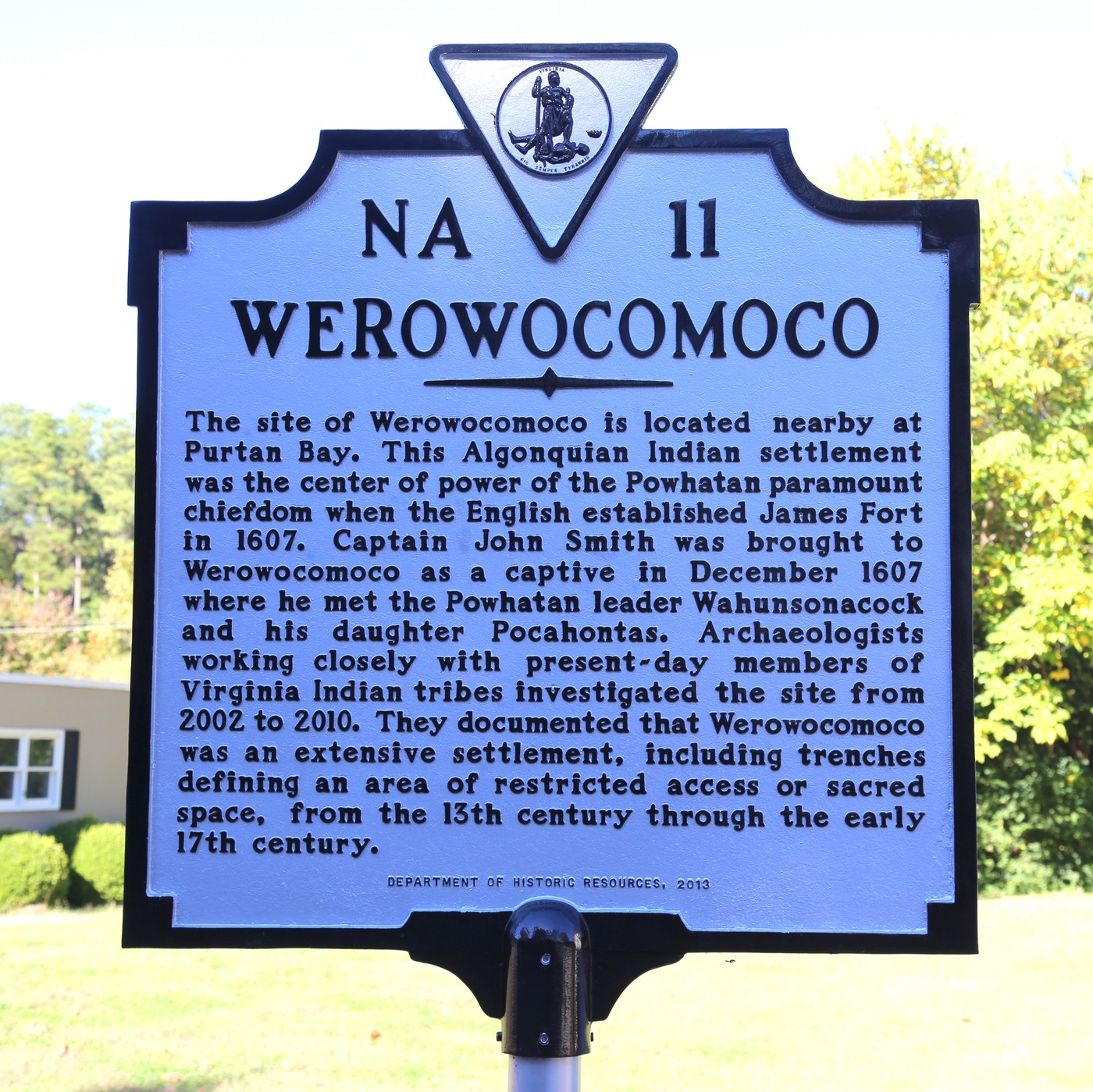 Werowocomoco: Virginia State Marker NA-11 - Clio