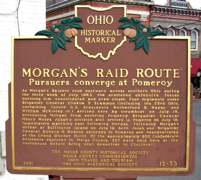 Morgan's Raid Route Historical Marker: Pomeroy Ohio - Clio