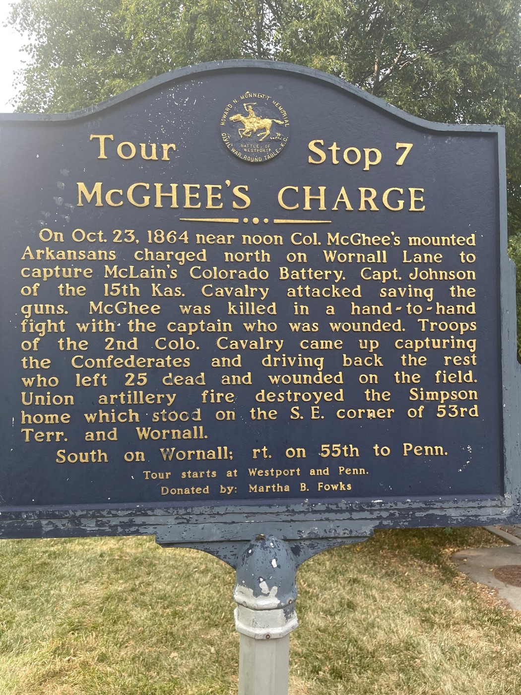 McGhee's Charge Historical Marker Tour Stop 7 (Battle of Westport ...