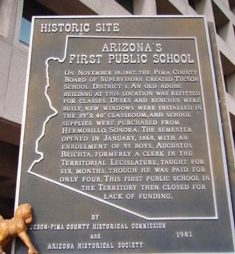 Historical Marker: Arizona's First Public School - Clio