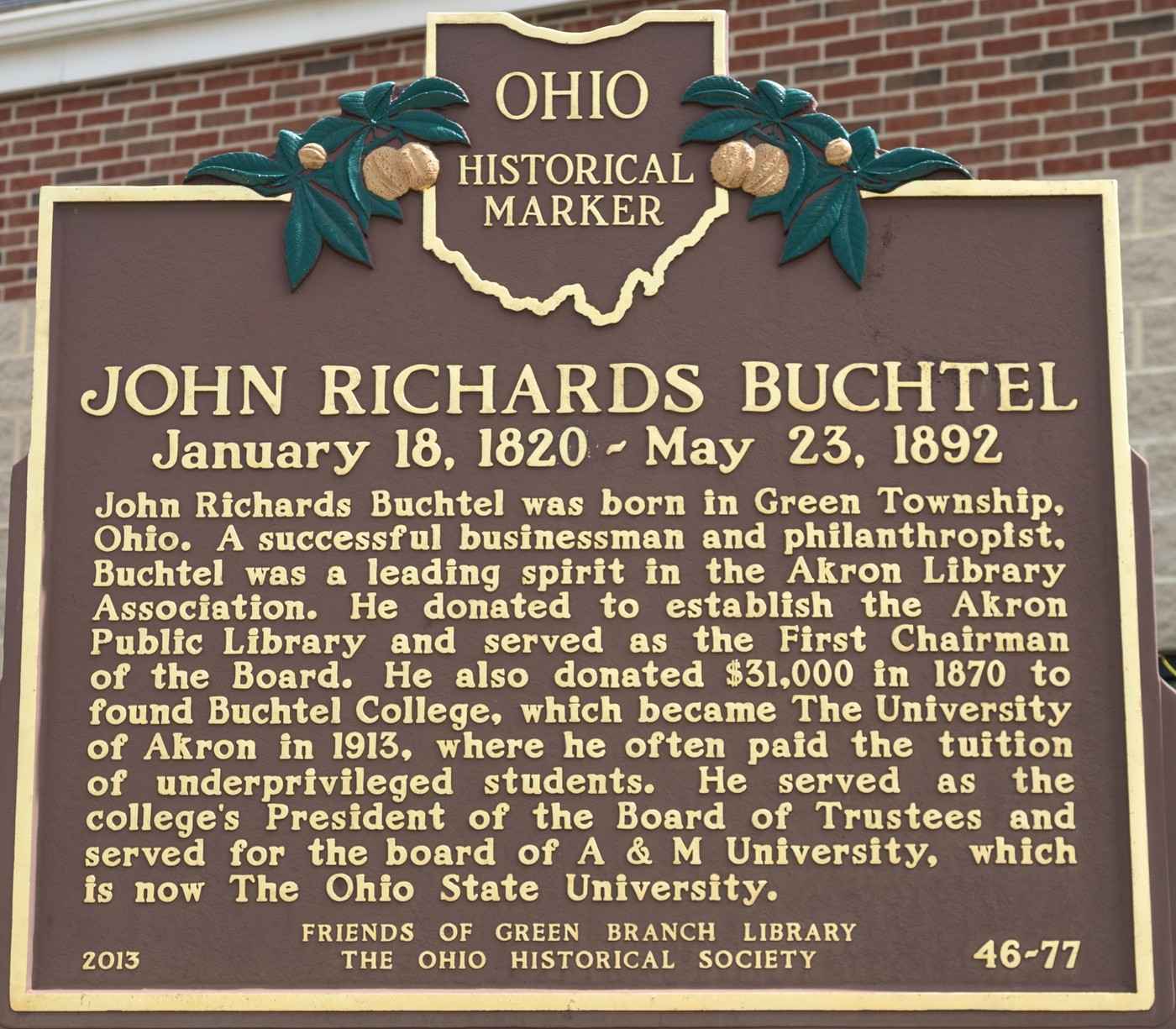 John Richards Buchtel Historical Marker - Clio