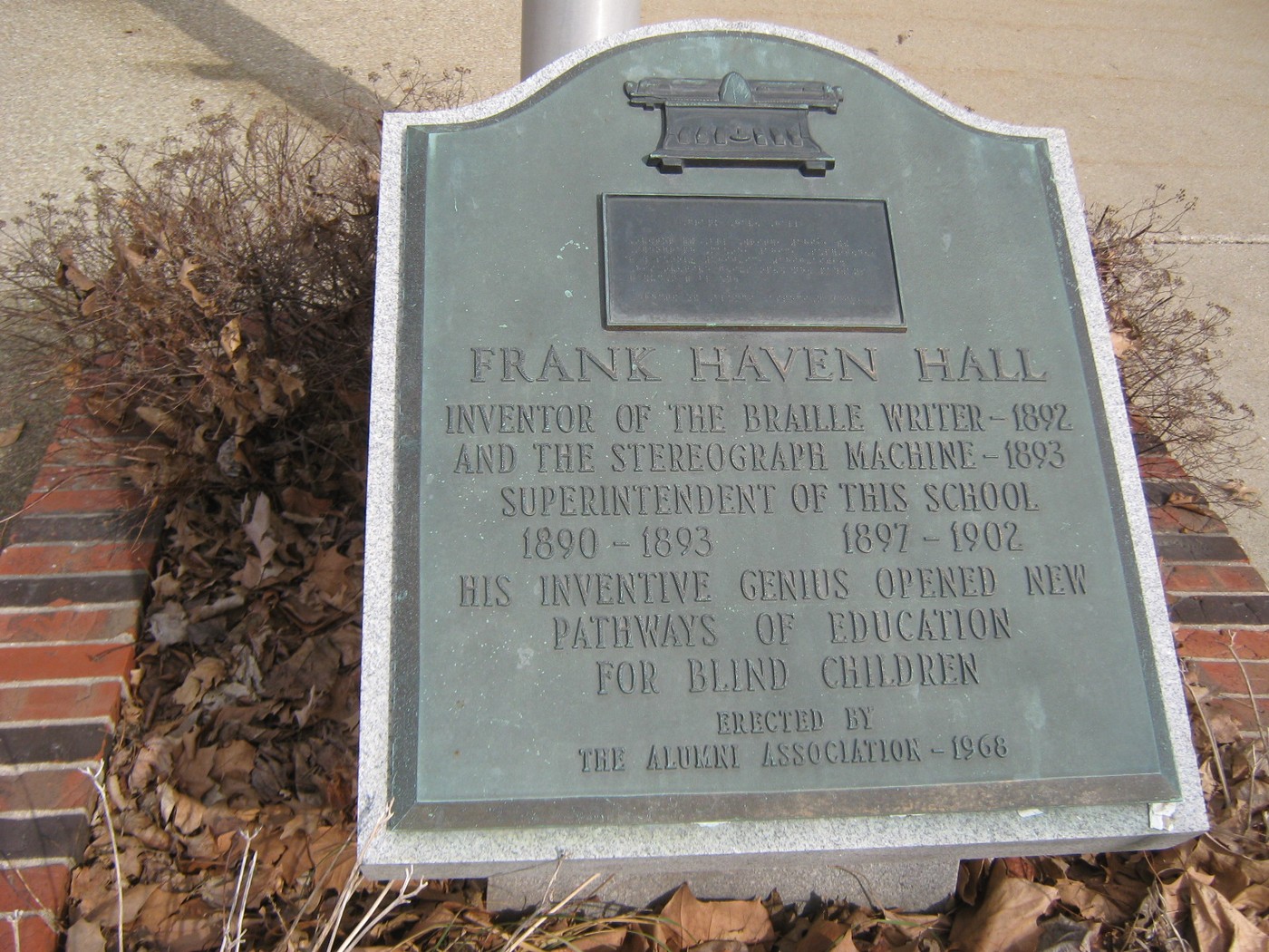 Frank Haven Hall, Inventor of the Braille Writer, 1892 - Clio