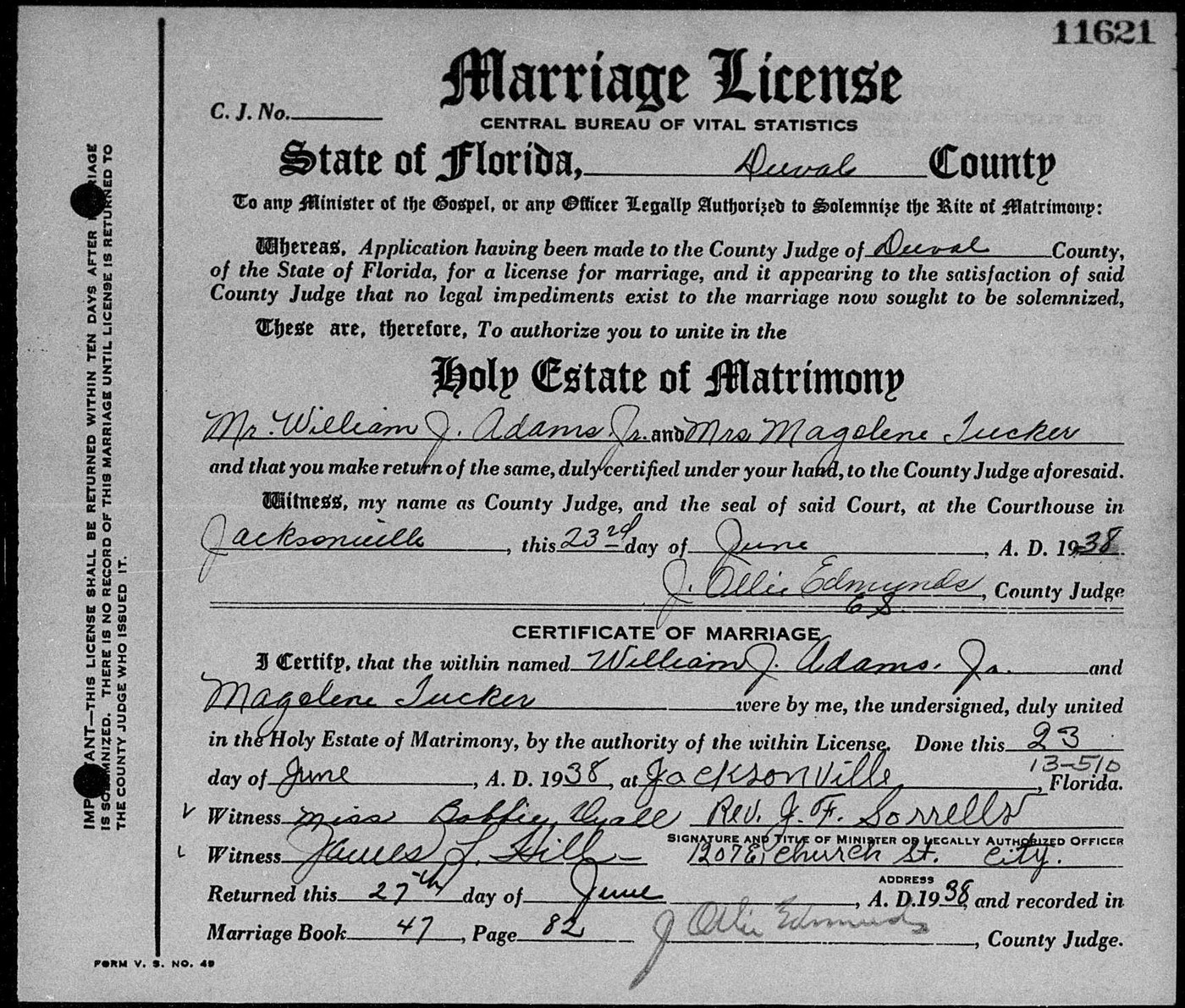 ADAMS, William J., b. Jan 5 1901 d. May 8 1976 (F32-6) - Clio