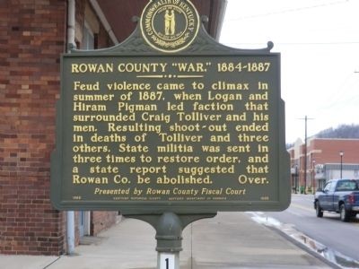 The Rowan County War Marker at The Morehead Visitor's Center - Clio