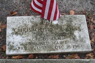 Christopher Columbus Watts, Burial Site at Watts Cemetery - Clio
