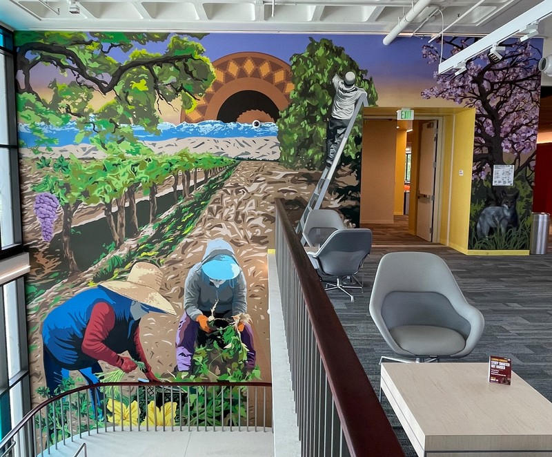 Stan State Vasché Library Grand Staircase Mural "Salt of the Earth" - Clio