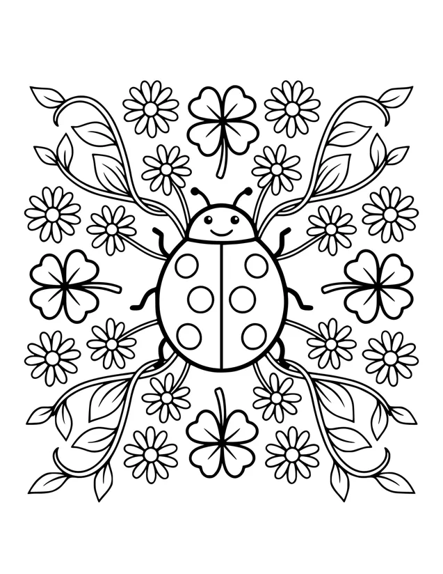 The Lucky Ladybug Mandala | Free Coloring Page | Color It Daily | Color ...