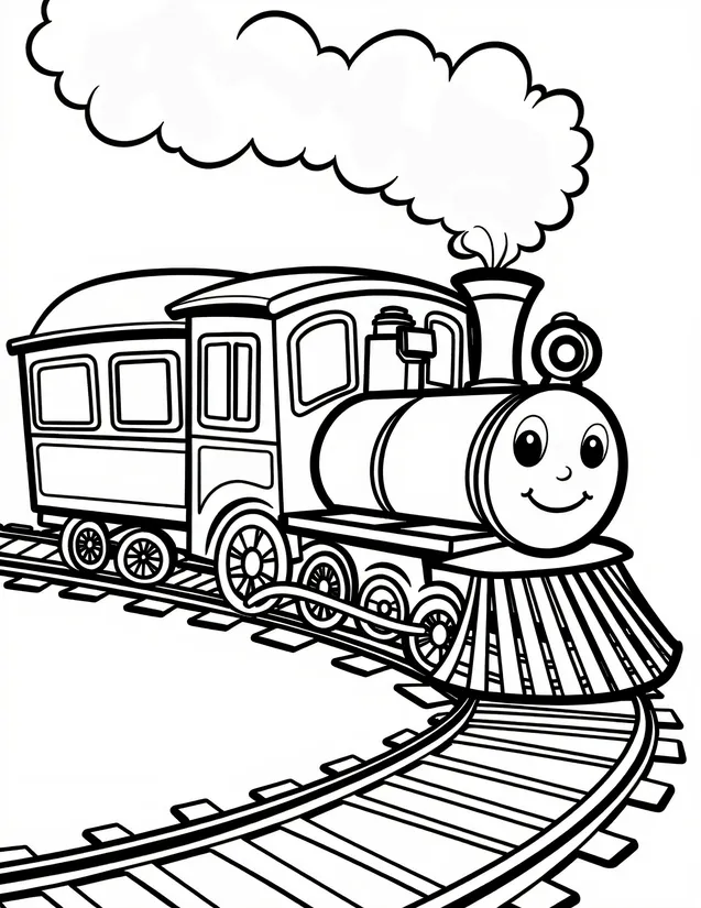The Friendly Train Ride | Free Coloring Page | Color It Daily | Color ...