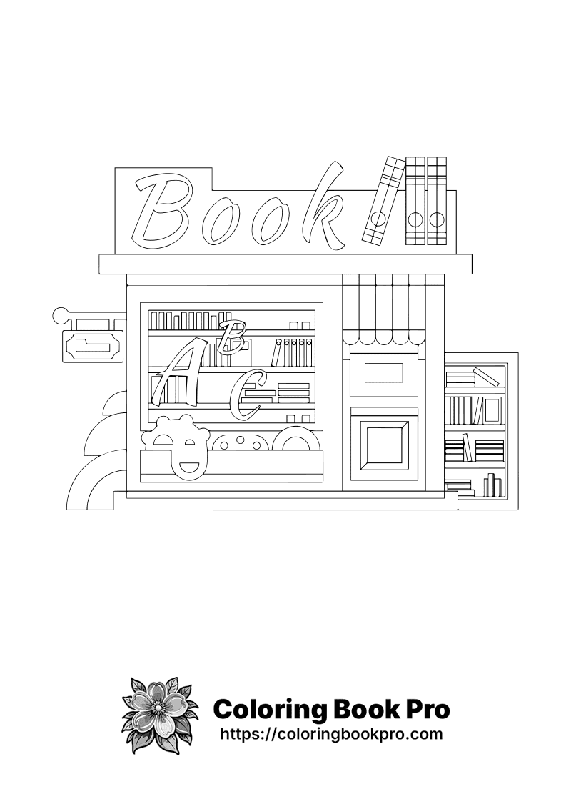 A black and white drawing of a book store | buildings_207 | Buildings ...