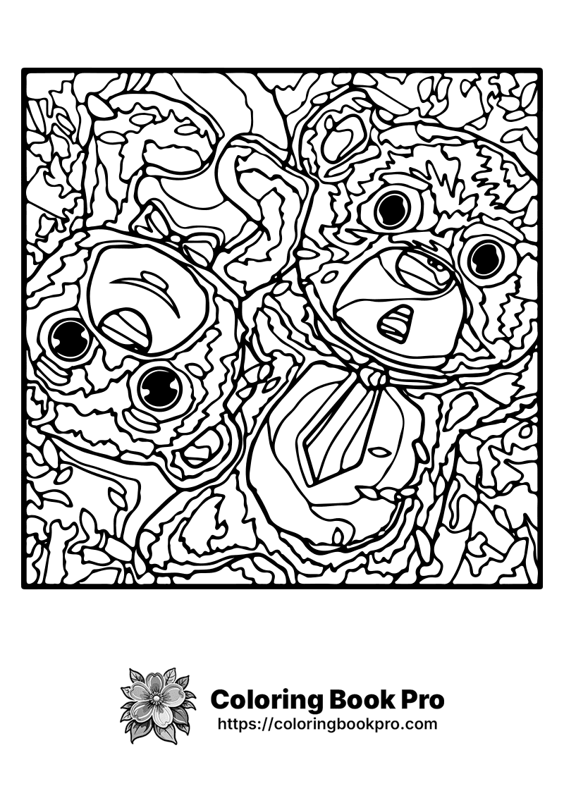 Two Bears in a Forest Coloring Page - Free Printable - dolls 76