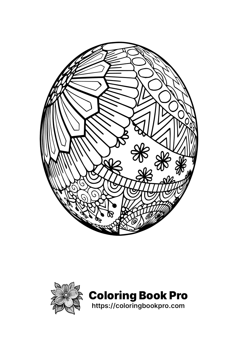 Decorated Easter Egg with Intricate Patterns Coloring Page - Free ...