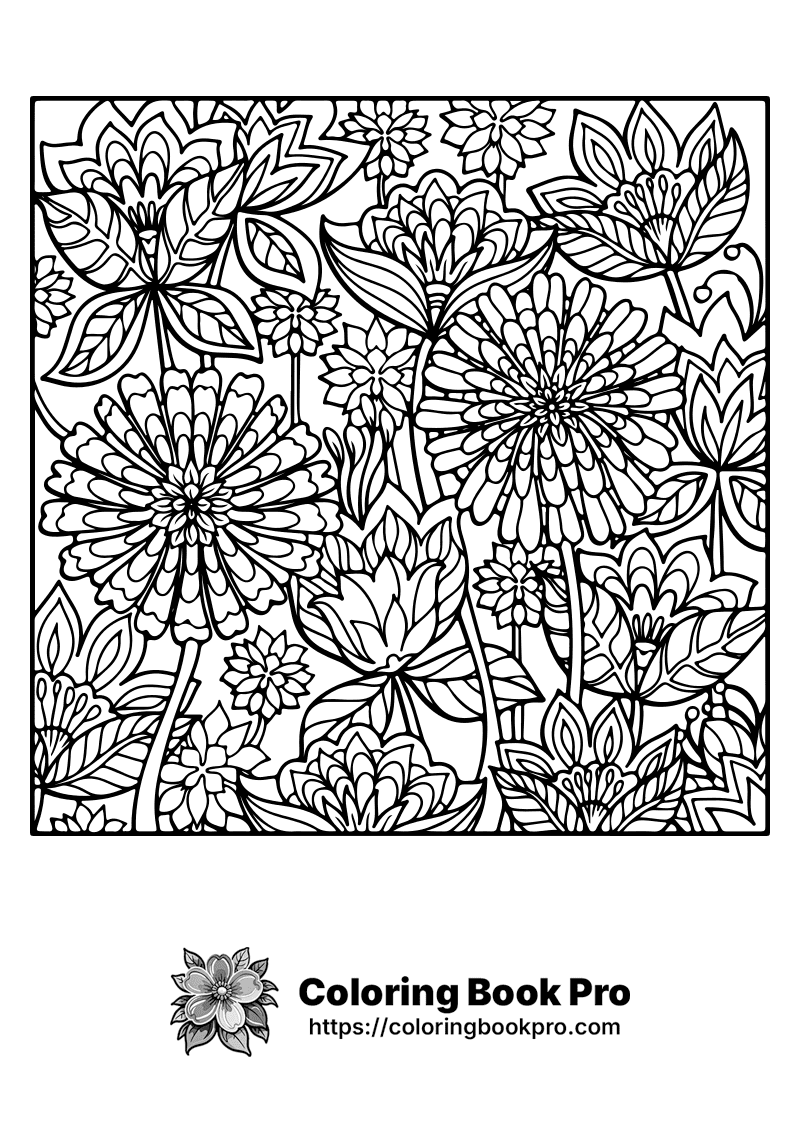 A black and white floral coloring page | flowers_793 | Flowers ...