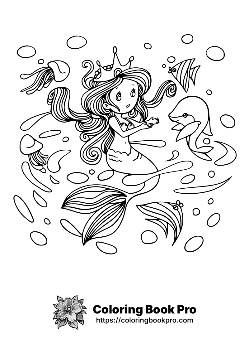 A mermaid with a crown on her head is swimming in the ocean | mermaids ...