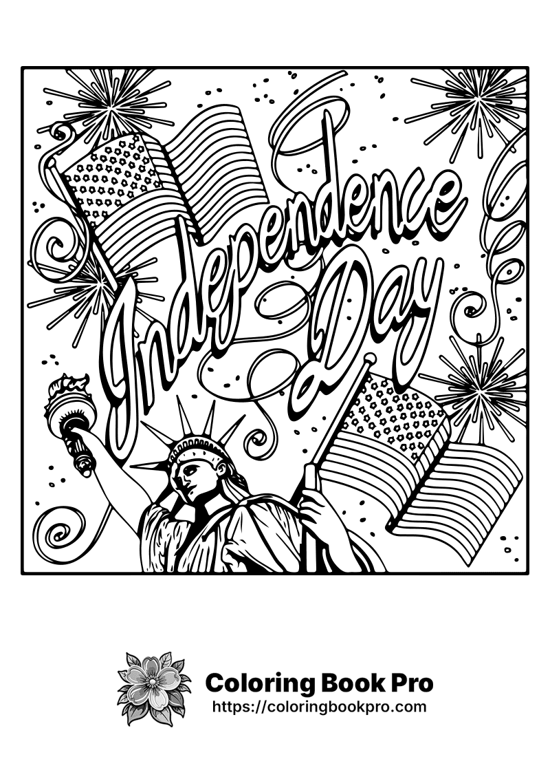 Independence Day Celebration Coloring Page - Free Printable - messages 417