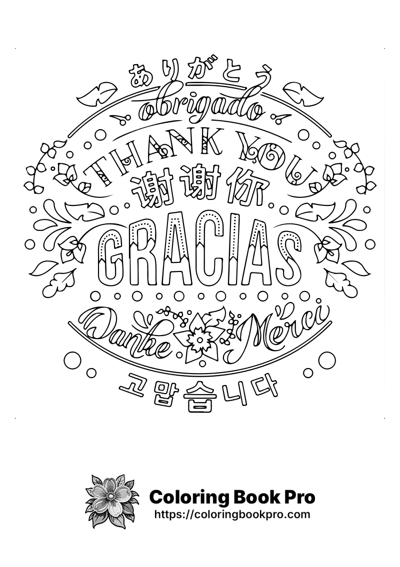 A coloring page with the words "Thank You" in a circle | messages_461 ...