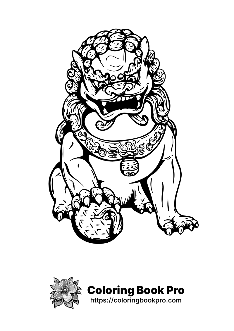 A black and white drawing of a foo dog | mythology_180 | Mythology ...