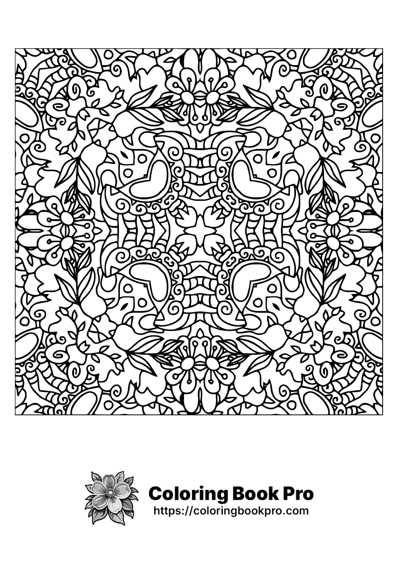 A black and white coloring page has a floral pattern | patterns_04 ...