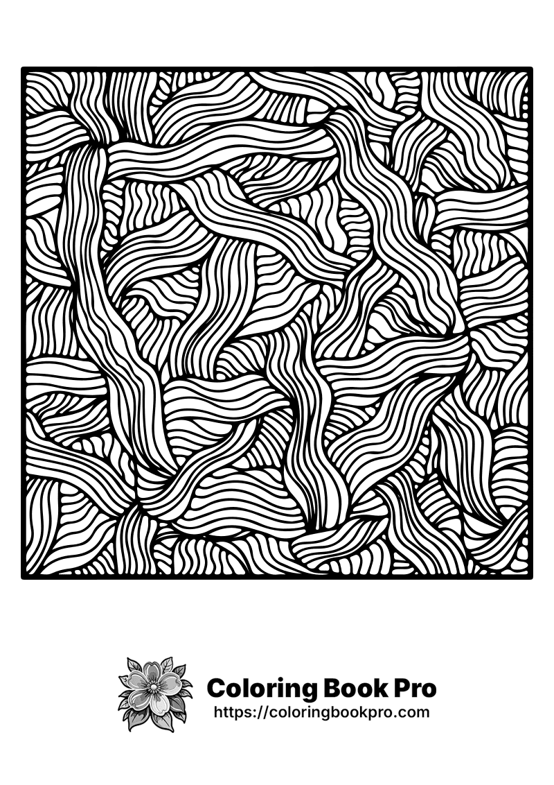 A black and white coloring page has wavy lines | patterns_409 ...