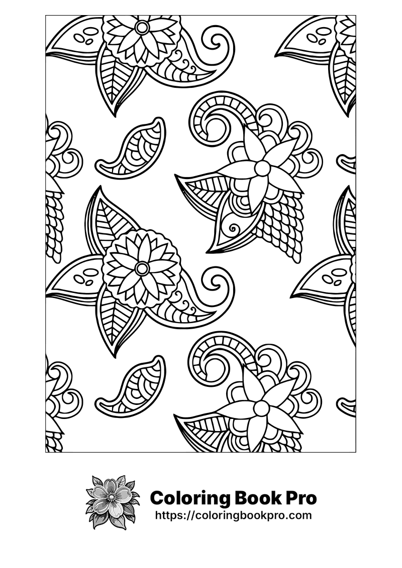 A coloring page with black and white floral designs | patterns_66 ...