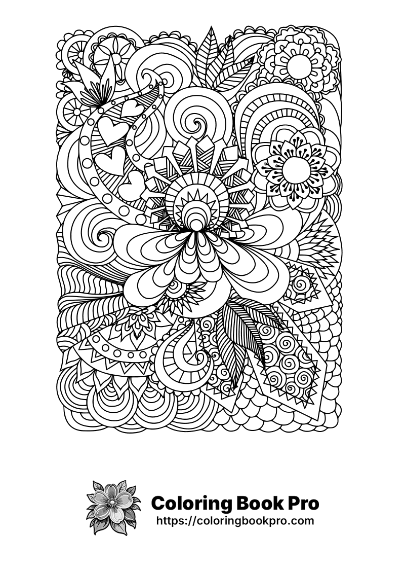 A coloring page of a flower with lots of intricate details | patterns ...
