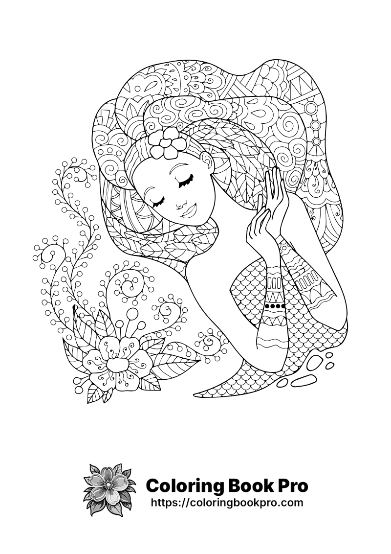 A drawing of a woman with a flower in her hair | people_001 | People ...