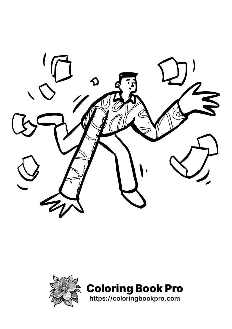 A cartoon drawing of a man holding a long stick | people_160 | People ...