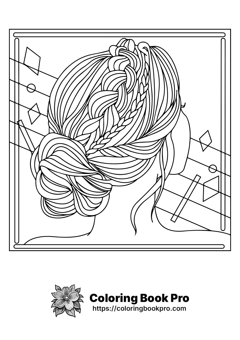 A woman with braids in her hair coloring page | people_375 | People ...