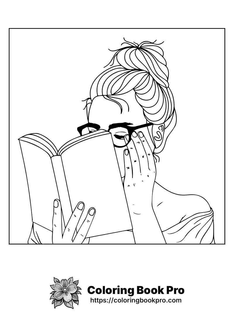 A drawing of a person reading a book | pop_art_118 | Pop Art | Coloring ...