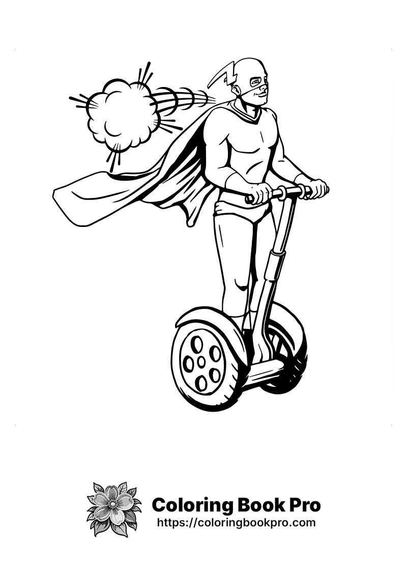 A man riding a segway with a cape on | pop_art_137 | Pop Art | Coloring ...