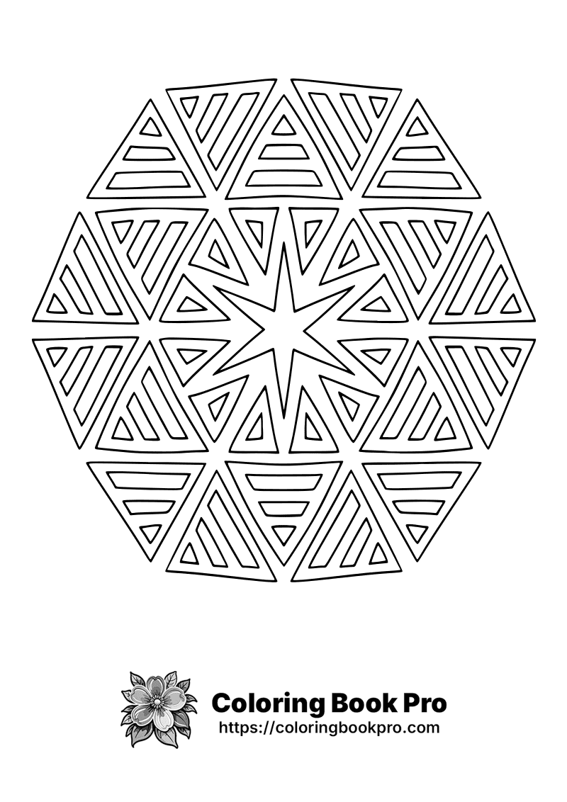 Geometric Pattern with Star Coloring Page - Free Printable - star ...