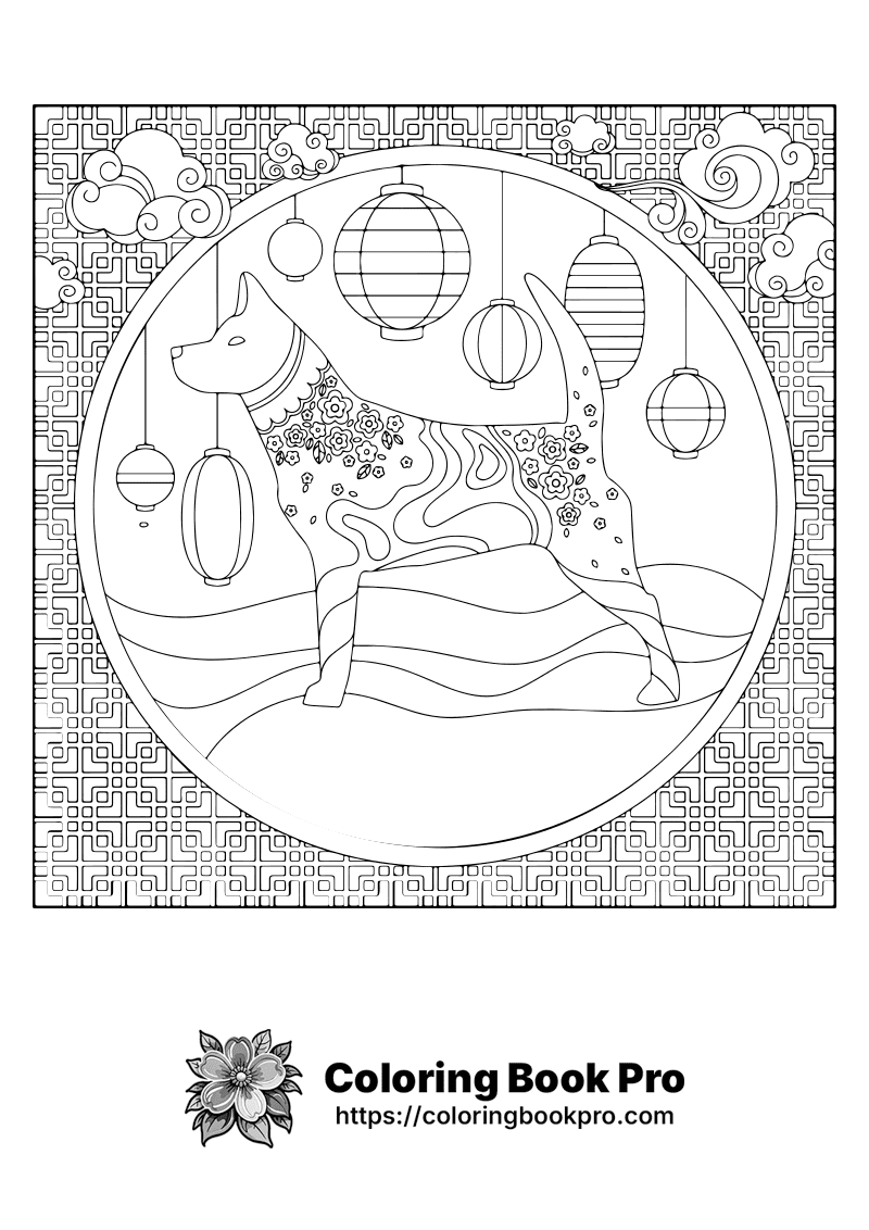 A coloring page with a dog in a tree | zodiac_098 | Zodiac | Coloring ...