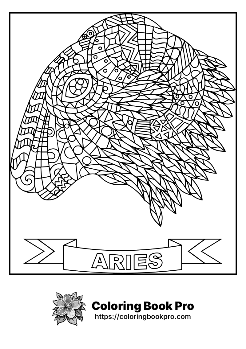 A coloring page for the Aries zodiac sign | zodiac_50 | Zodiac ...