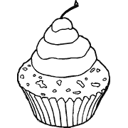 A drawing of a cupcake with a cherry on top | food_023 | Food ...