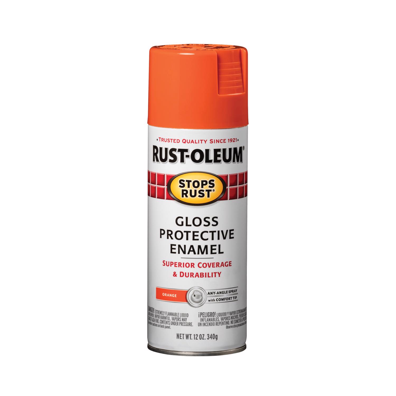 Stops Rust Spray Enamel Paint, Orange Gloss Finish, 12 Ounce Can | Do ...