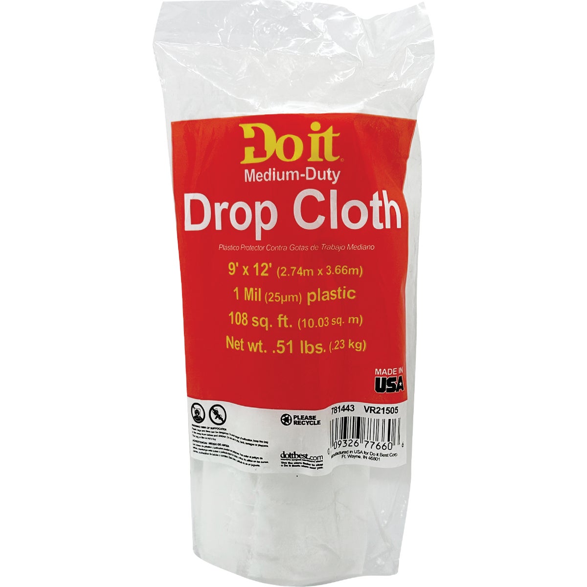 Plastic 9 Ft. X 12 Ft. 1 Mil Transparent Drop Cloth For Paint ...