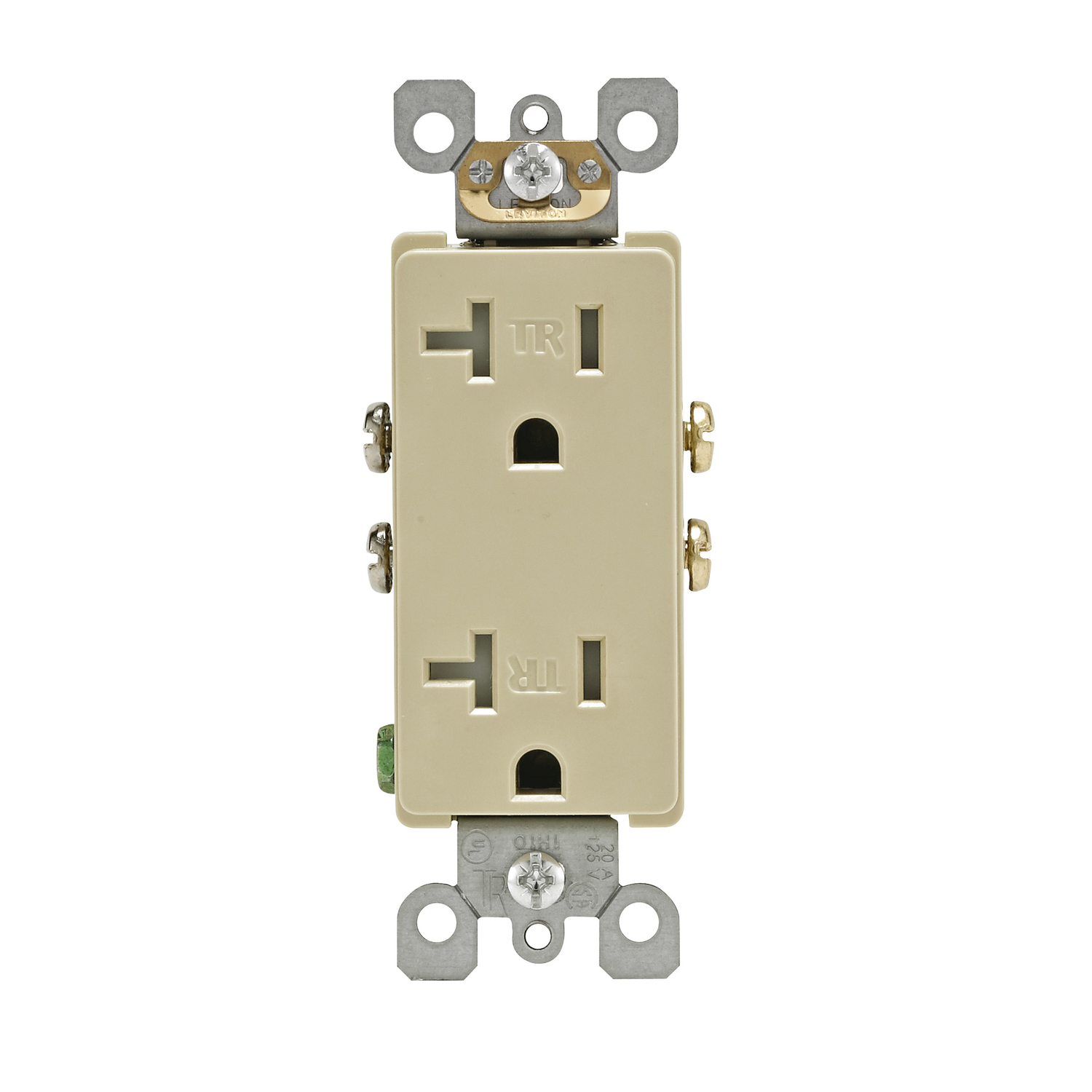 Leviton Decora 20 amps 125 volt Ivory Tamper Resistant Outlet 5-20R ...