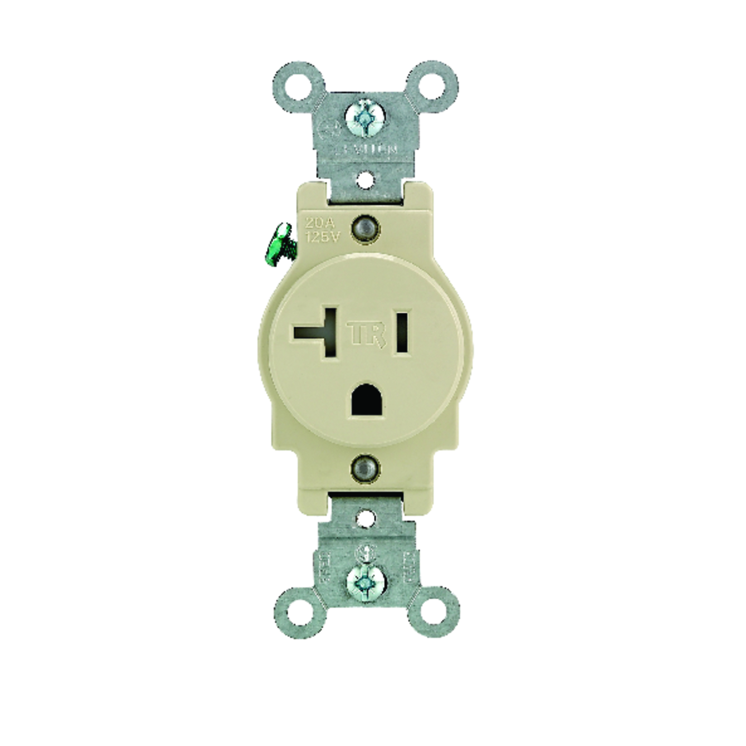 Leviton 20A Ivory Commercial Grade 5-20R Tamper Resistant Single Outlet ...