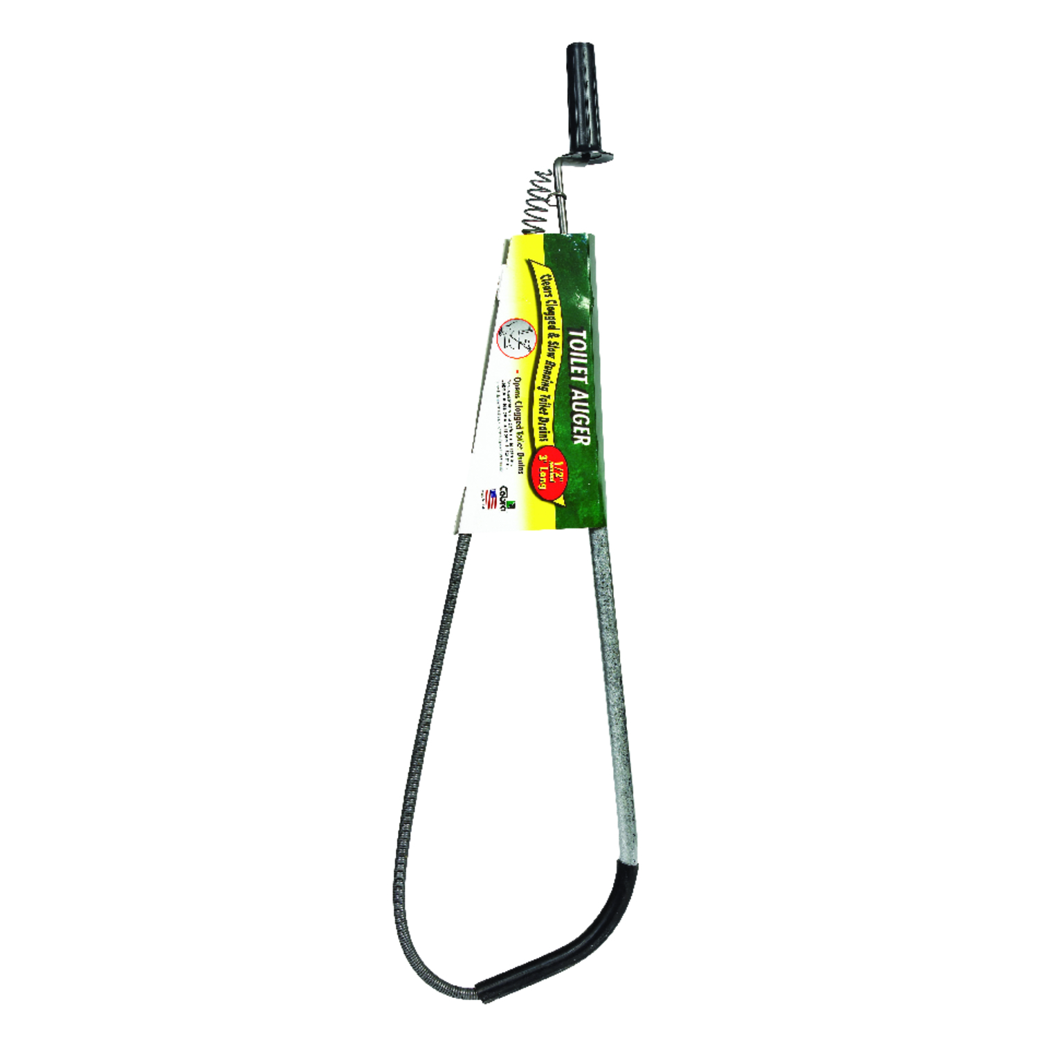 Heavy Duty Toilet Auger with 3 Foot Cable and Comfortable Grip Handle ...
