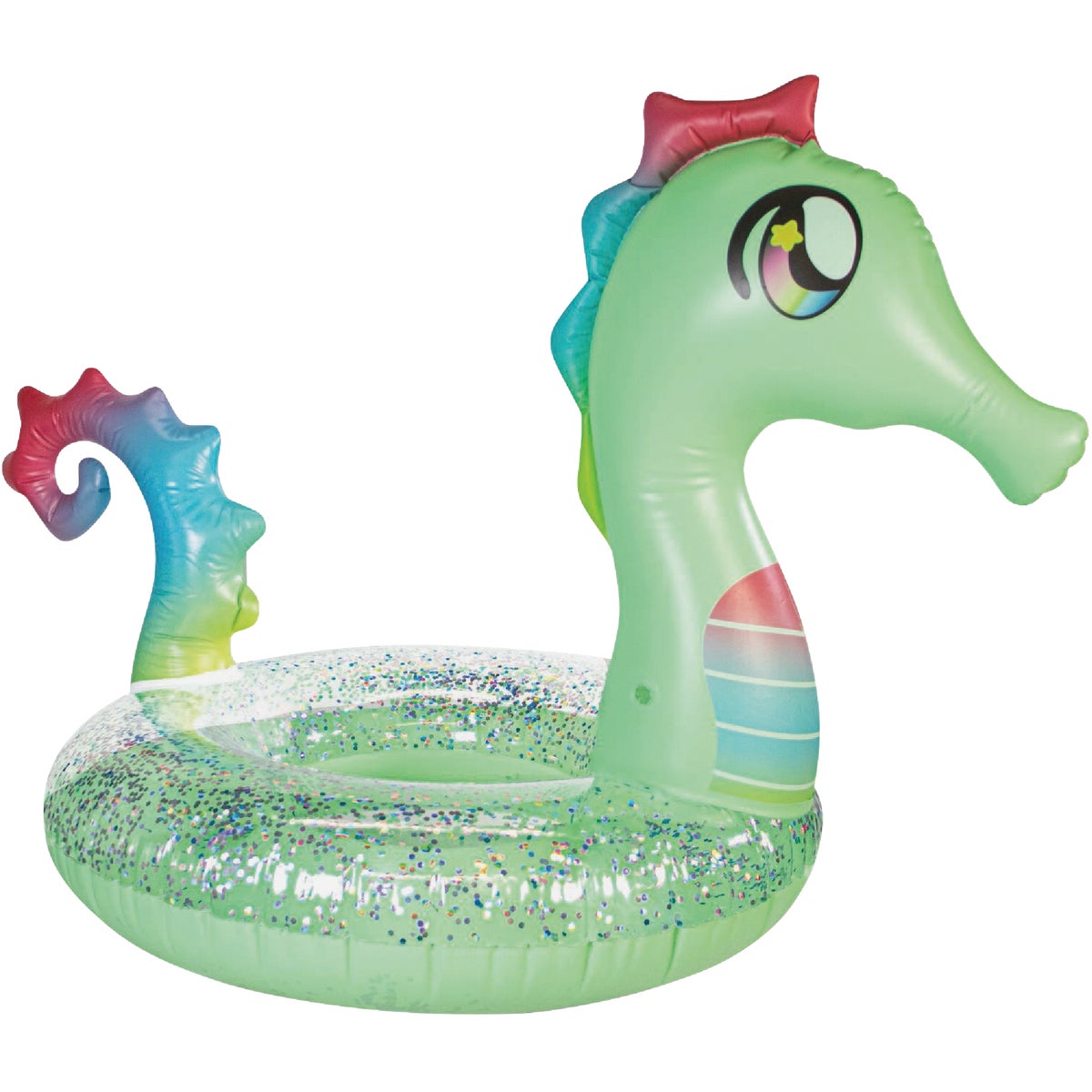 42 Inch Glitter Seahorse Inflatable Pool Tube - Durable Pvc, Multi ...