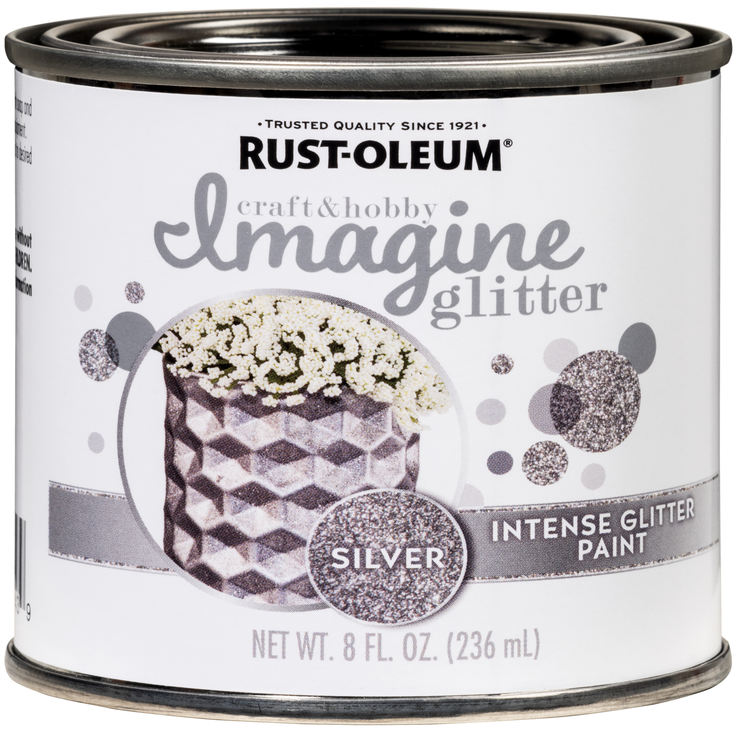 Imagine Craft & Hobby 8 Oz. Intense Silver Glitter Paint - Water-based ...