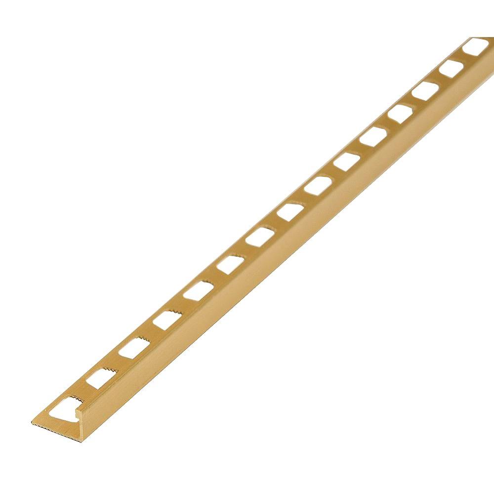 Satin Brass 1-3/8 in. x 96 in. Aluminum Metal Edge Reducer Tile Edging ...