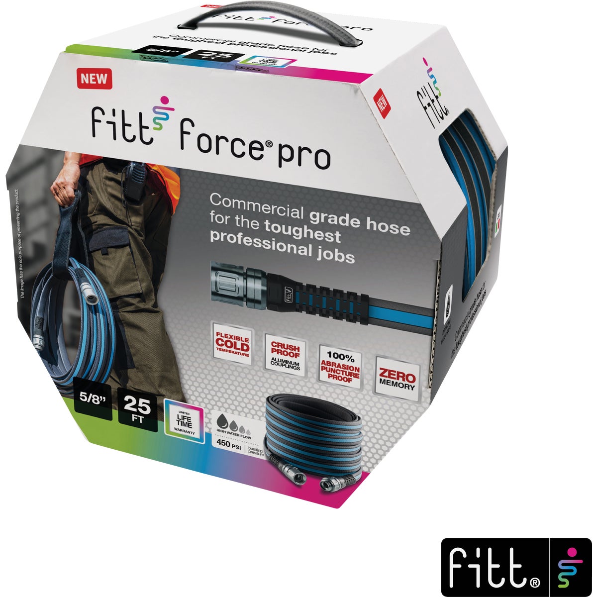 Force Pro 5/8 In. X 25 Ft. Heavy-duty Commercial Grade Hose With Caddy ...